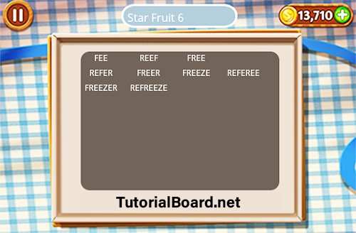 word-cookies-star-fruit-level-6 | Tutorial Board